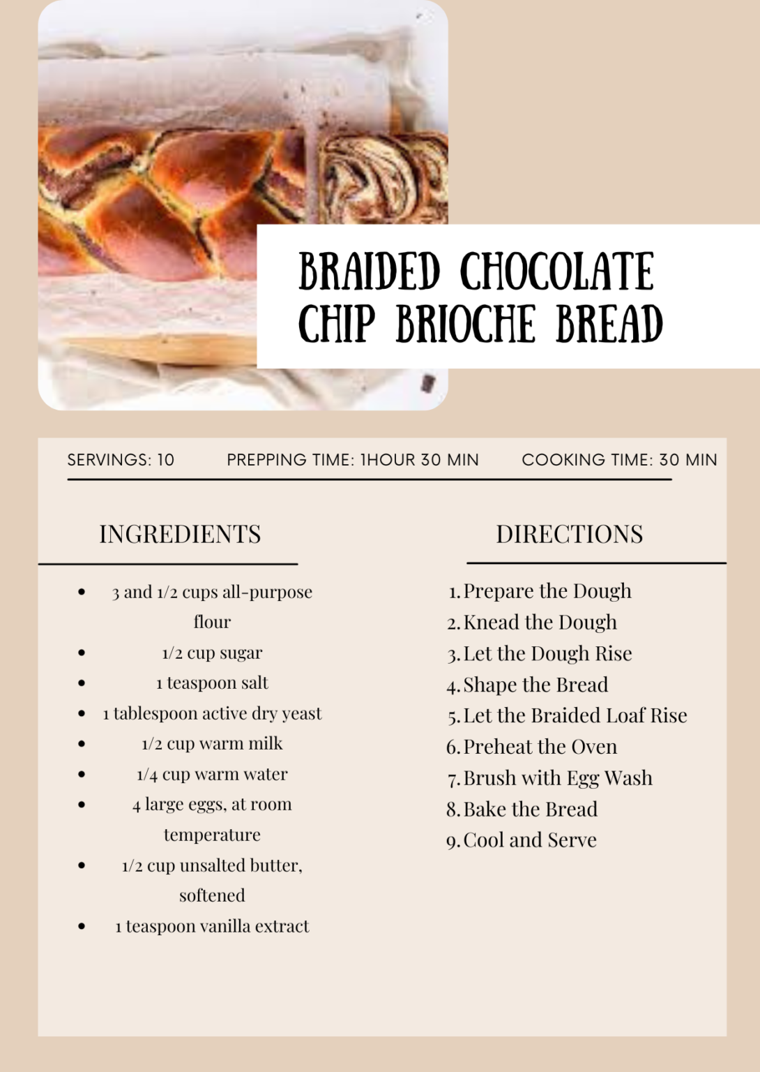 Braided Chocolate Chip Brioche Bread - Recipe Royale